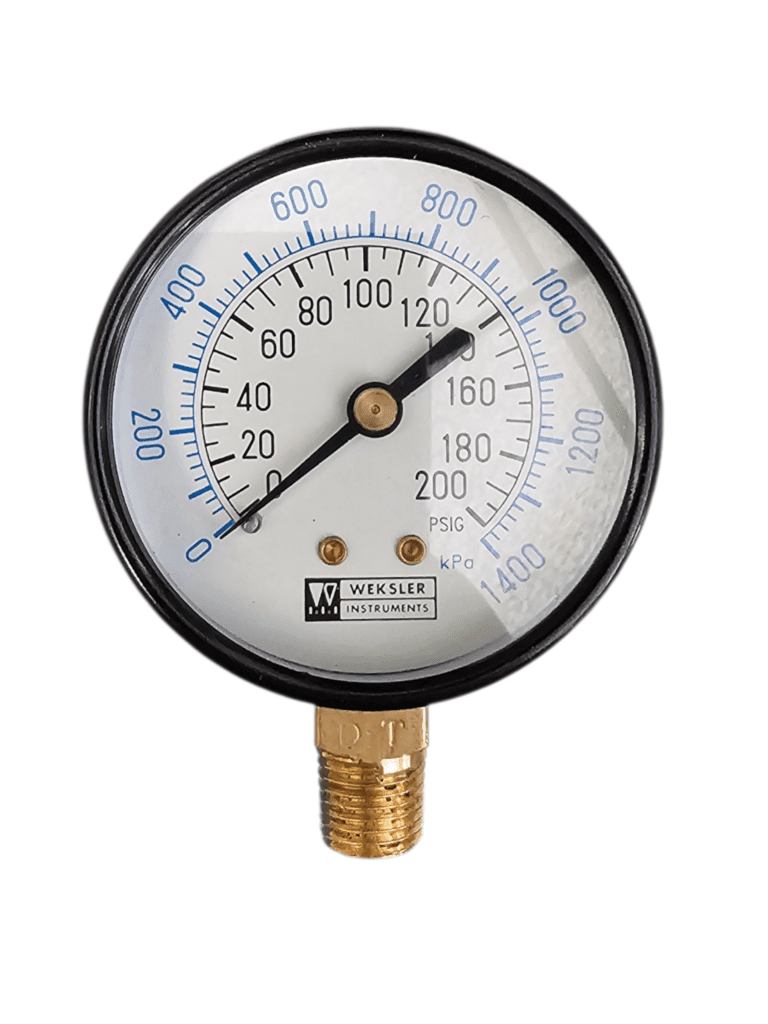 Weksler UA25, 2.5", 0-200 PSI & KPA 1/4" BTM - MonarchInstrumentation.com