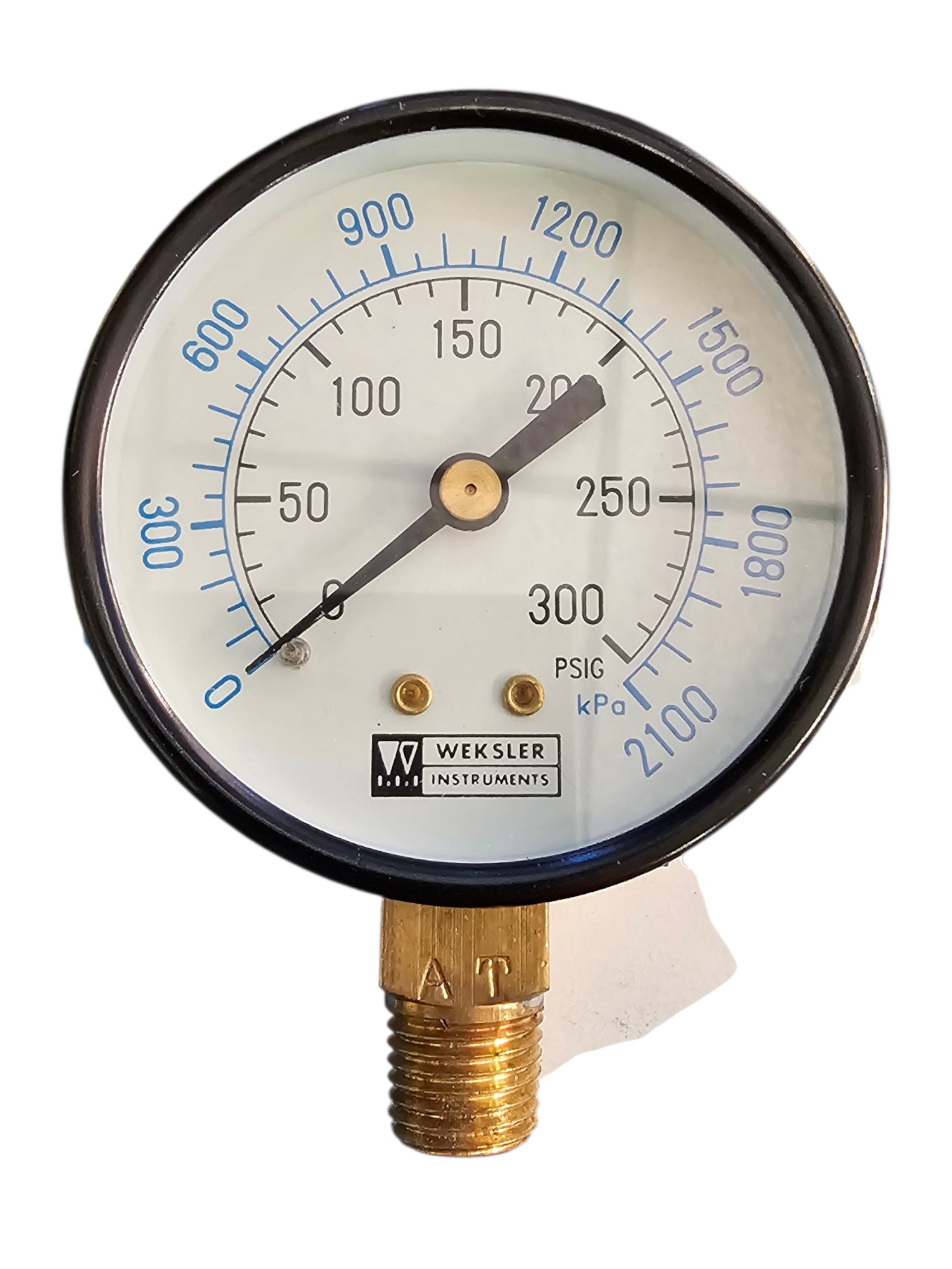 Weksler UA25, 2.5", 0-300 PSI & KPA 1/4" BTM - MonarchInstrumentation.com